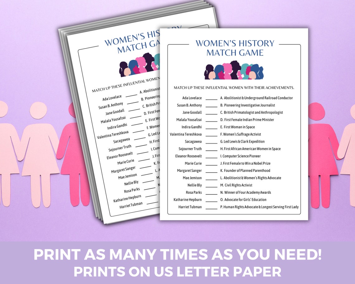 Women's History Month Match Game, International Women's Day Activity ...