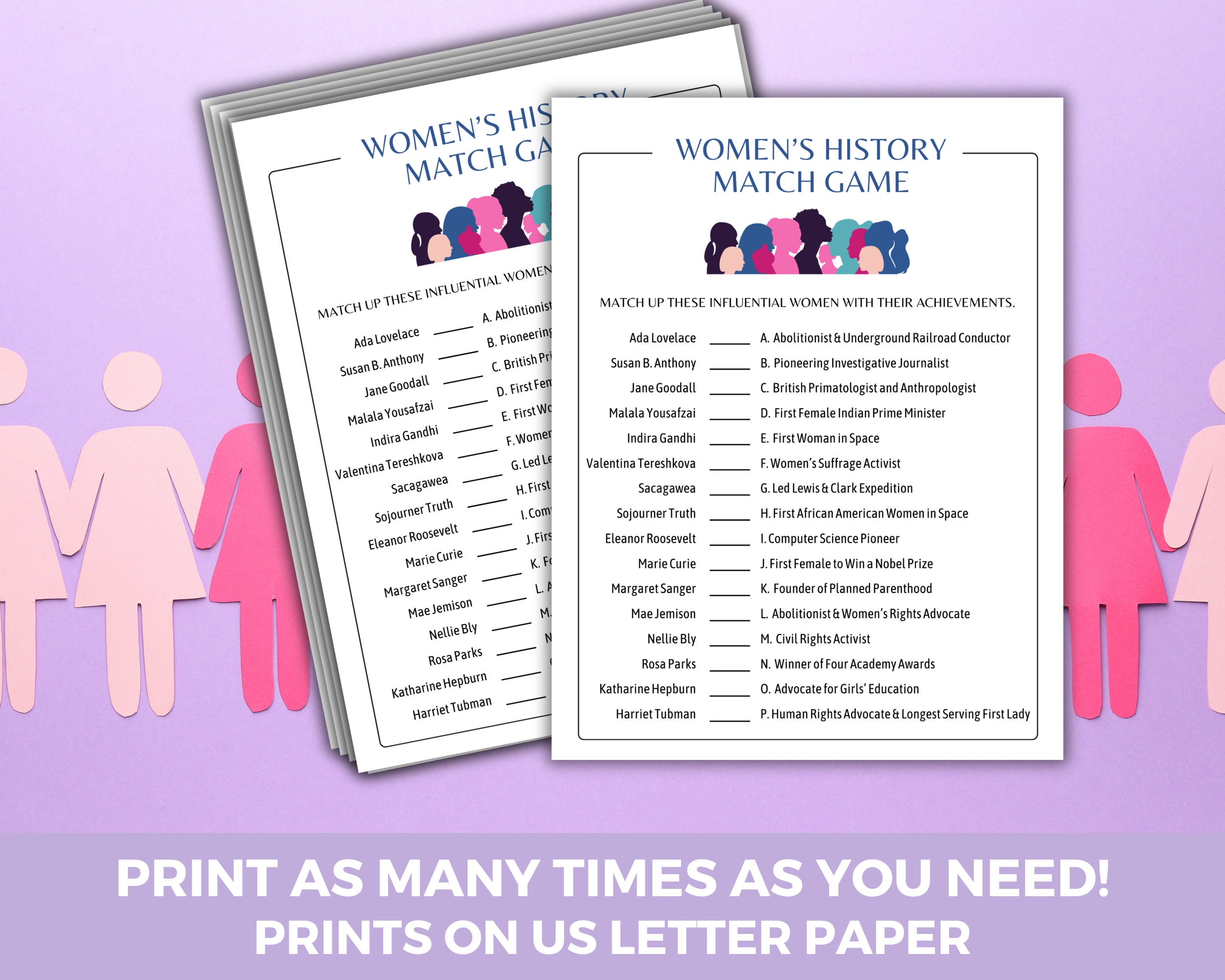 Women's History Month Match Game, International Women's Day Activity ...