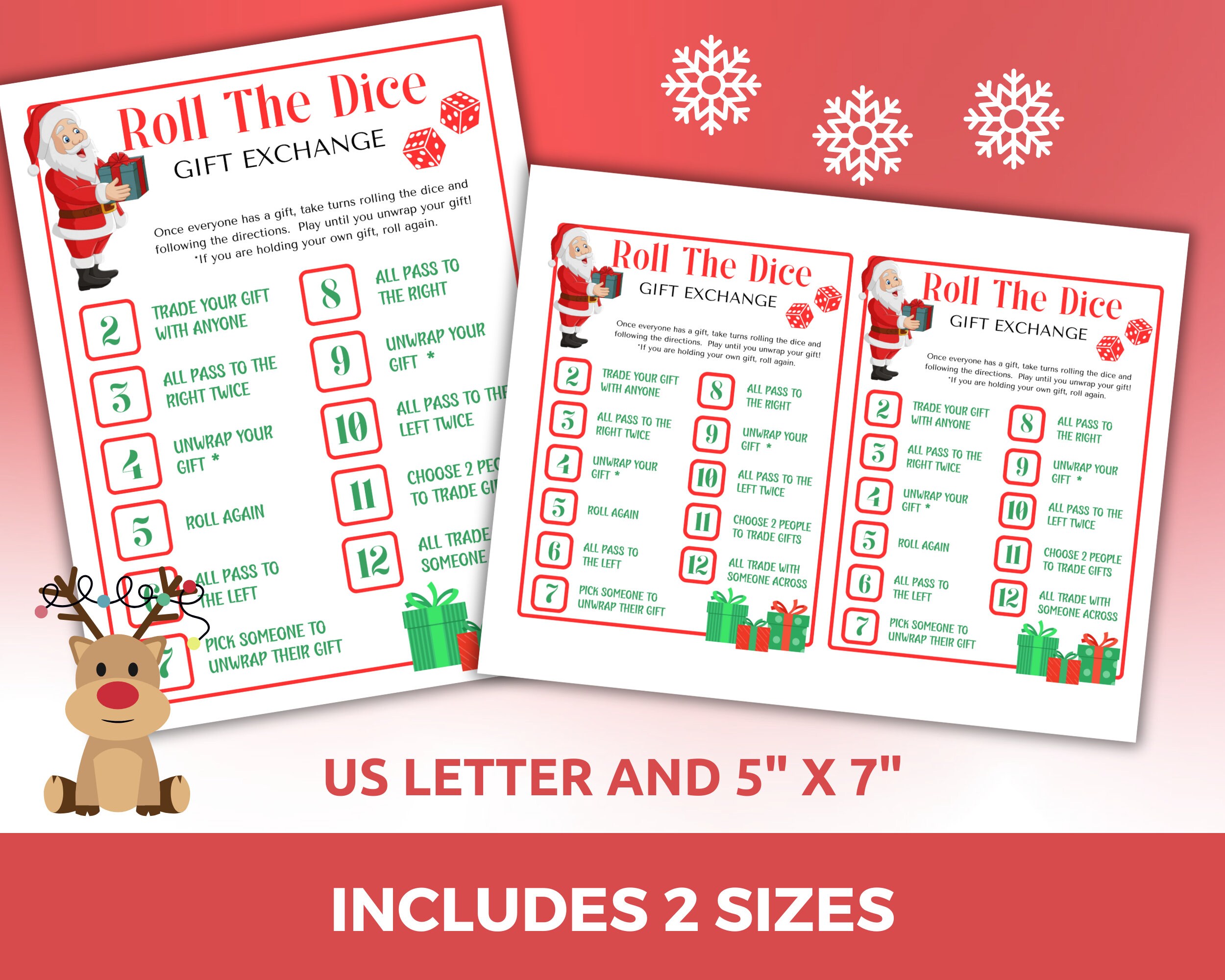 Christmas Gift Exchange Dice Game, Christmas Dice Gift Exchange, Roll ...