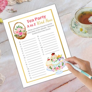 Tea Party Activities | Tea Party Word Game | Afternoon Tea Party | Tea ...