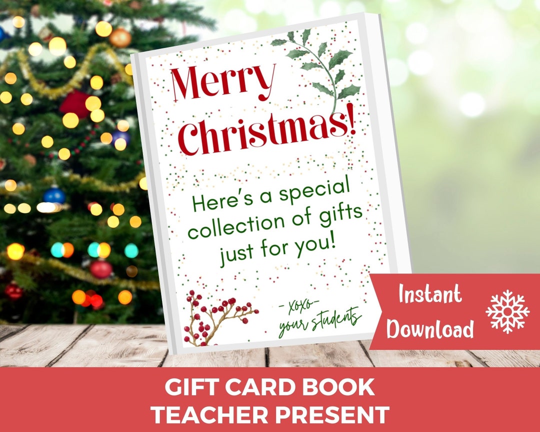 Teacher Christmas Gift Card Holder Book, Christmas Gift Cards ...