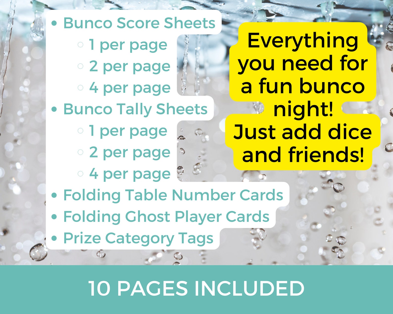 April Showers Bunco Score Sheets, April Bunco Sheets, April Bunco Game ...