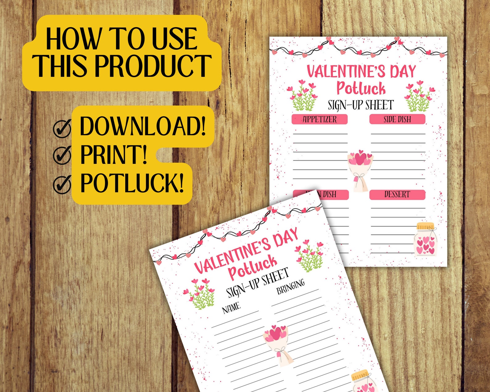 Valentines Day Potluck Sign up Sheet, Potluck Sign up Sheet, Potluck ...