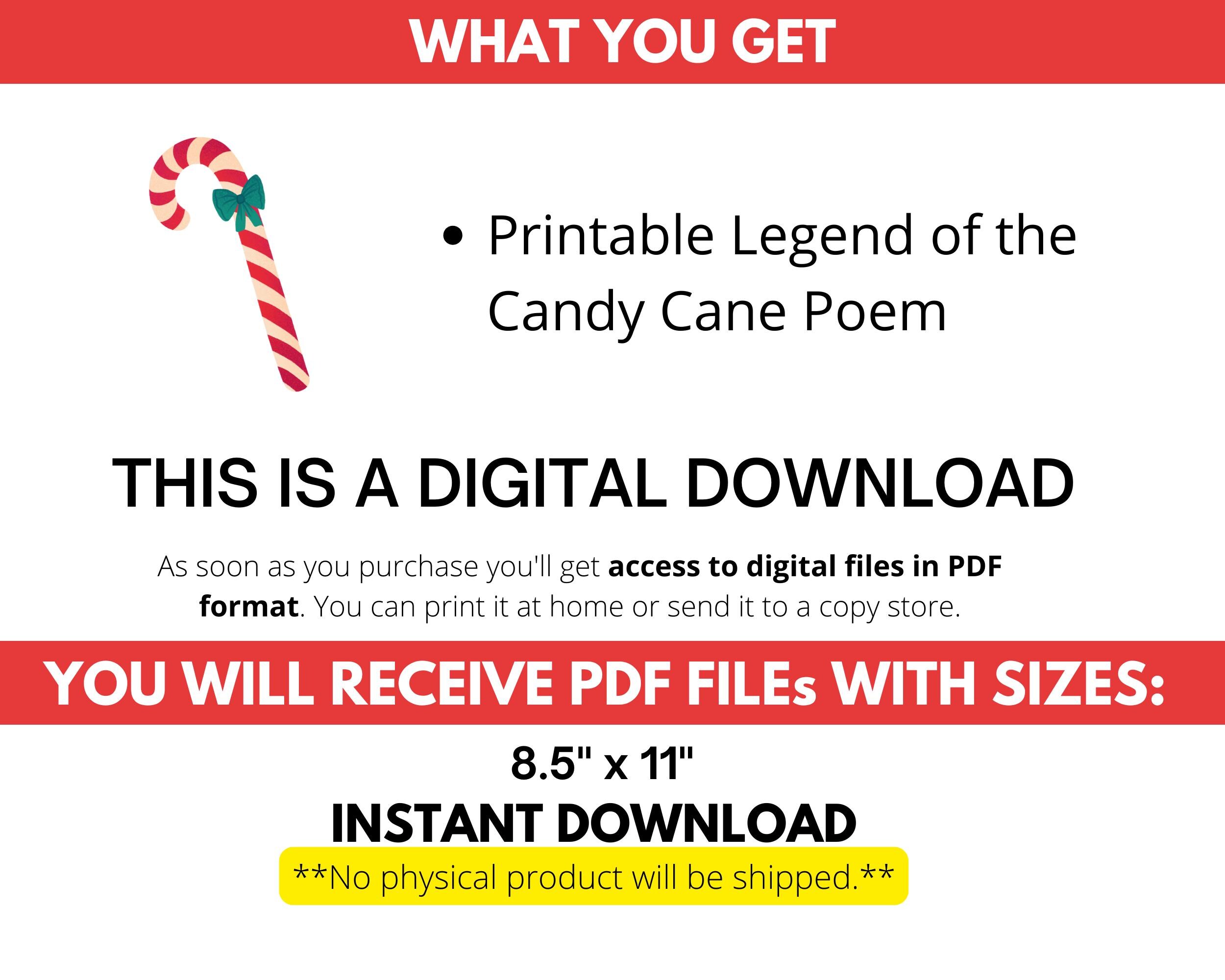 Candy Cane Poem, Legend of the Candy Cane Printable, Christian Treat ...