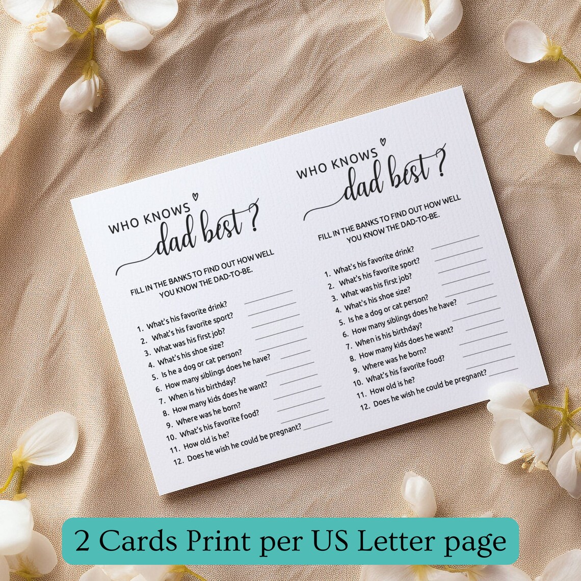 Who Knows Dad Best Baby Shower Game How Well Do You Know Daddy Baby ...