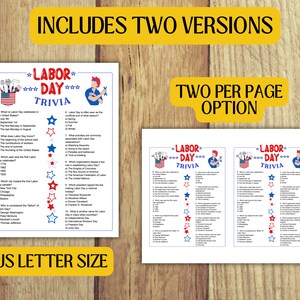 Labor Day Trivia Game, Labor Day Activity, End of Summer Game, Labor ...