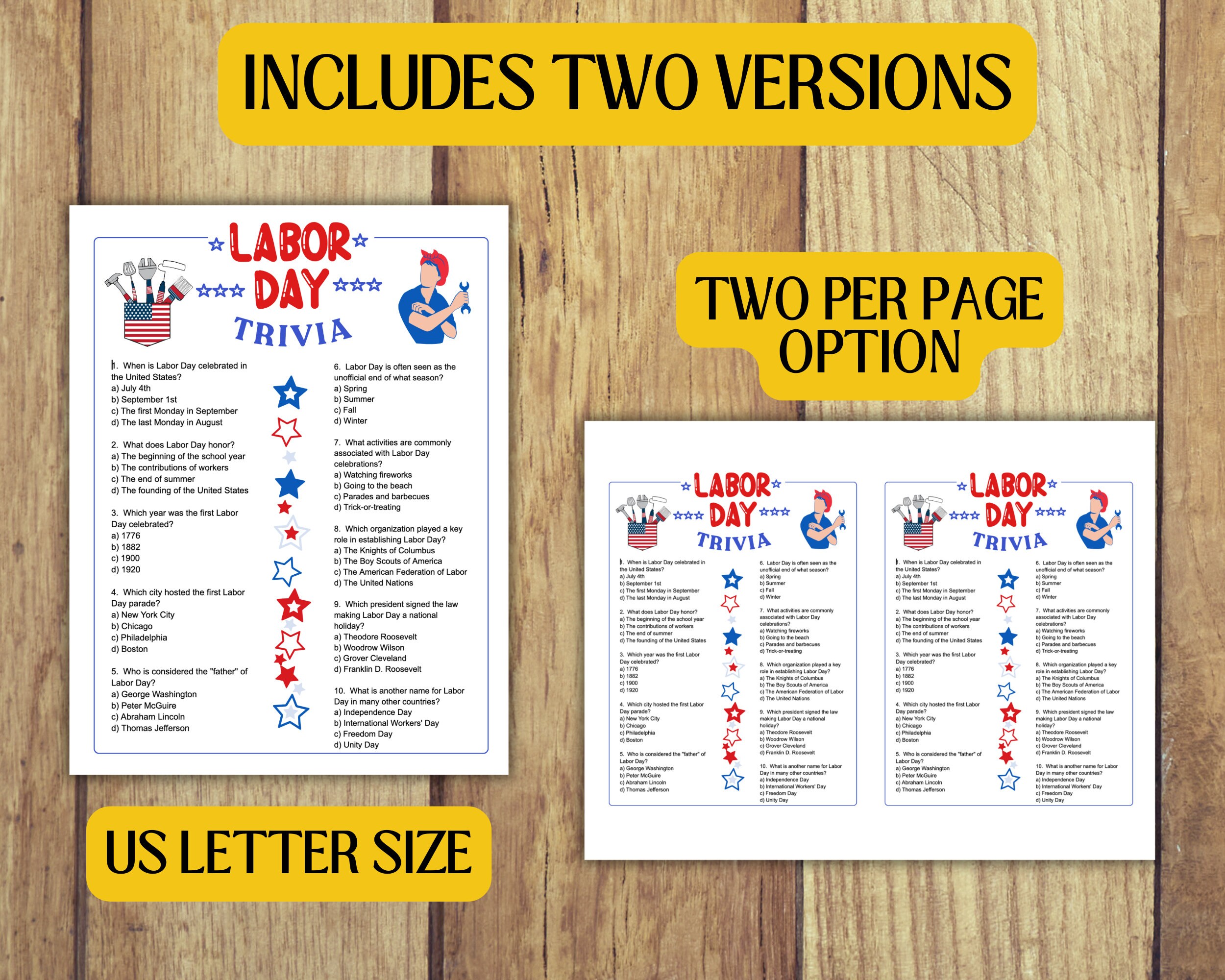 Labor Day Trivia Game, Labor Day Activity, End of Summer Game, Labor ...