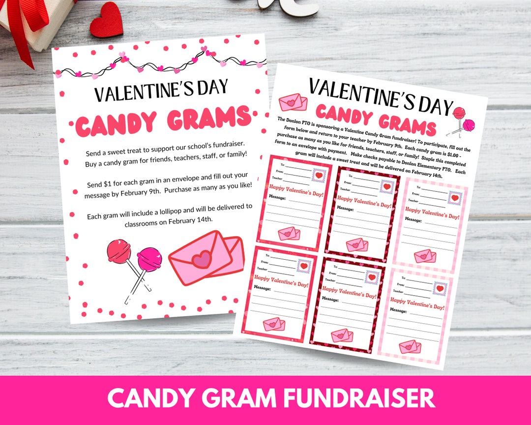 Editable Valentine's Day Candy Gram Flyer, Valentine School Fundraiser ...