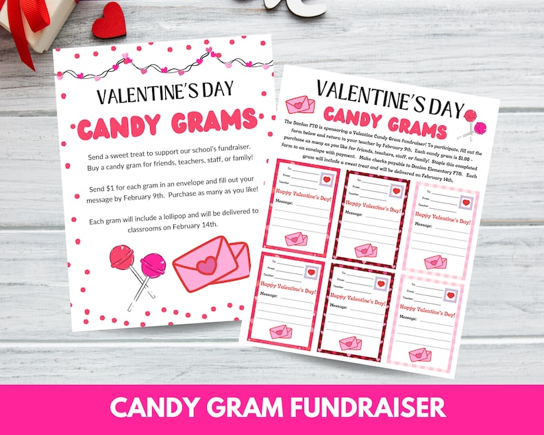 Editable Valentine's Day Candy Gram Flyer, Valentine School Fundraiser ...