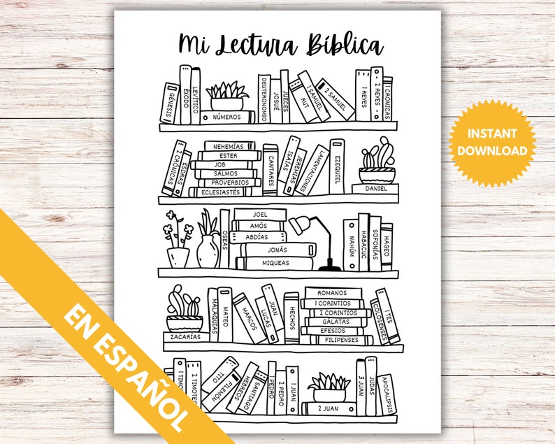 Spanish Bible Reading Tracker Coloring Sheet, Bible Reading Bookshelf ...