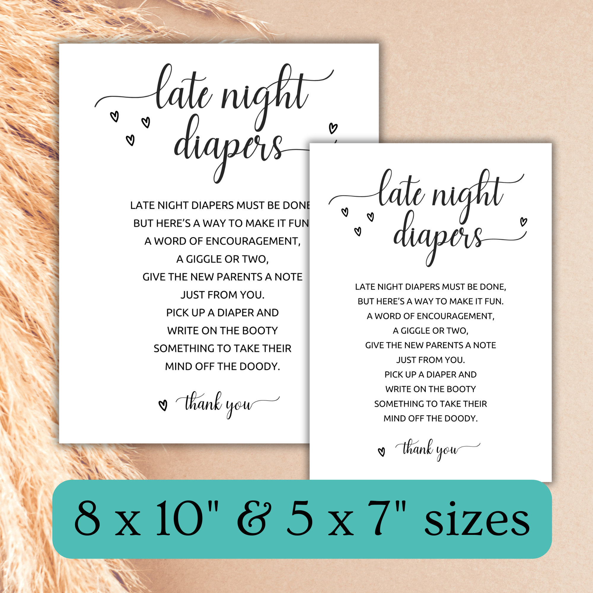Late Night Diapers Sign Baby Shower Game Night Diaper Notes - Etsy