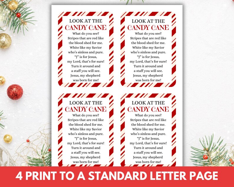 Candy Cane Poem, Legend of the Candy Cane Printable, Christian Treat ...