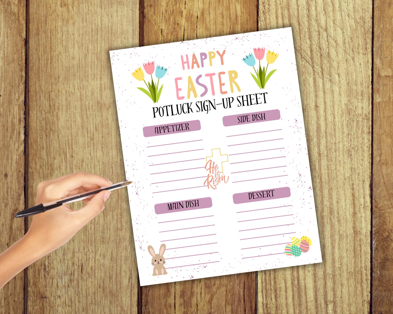 Easter Potluck Sign up Sheet, Potluck Sign up Form, Easter Party Menu ...