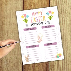 Easter Potluck Sign up Sheet, Potluck Sign up Form, Easter Party Menu ...