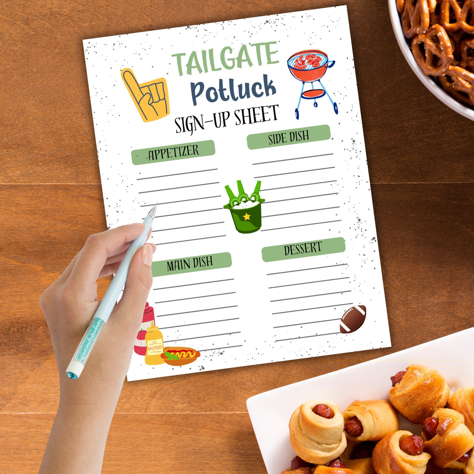 Tailgate Potluck Sign up Sheet, Potluck Sign up Form, Football Party ...