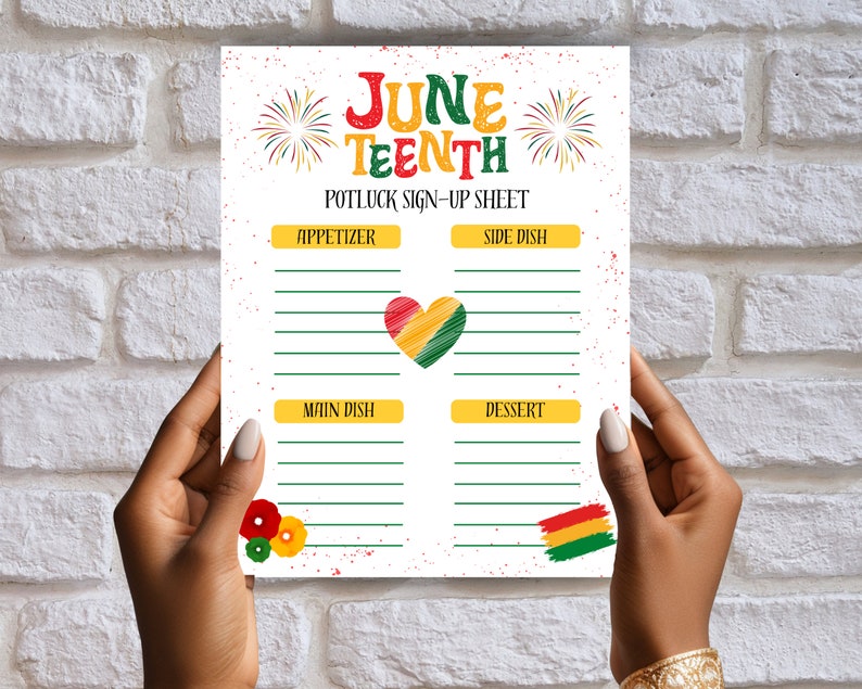 Juneteenth Potluck Sign up Sheet, Juneteenth Sign up Form, Juneteenth ...