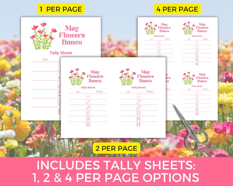 May Flowers Bunco Score Sheets, May Bunco Sheets, Spring Bunco Game ...