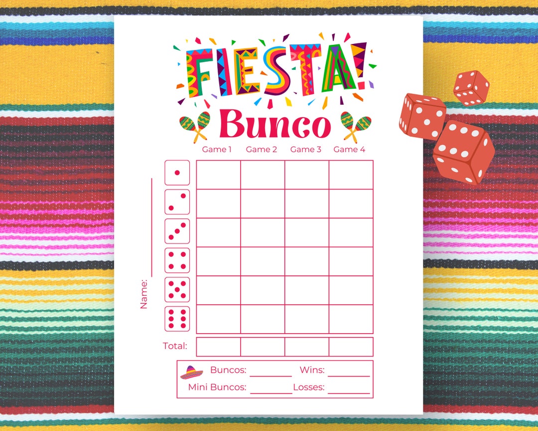 Fiesta Bunco Score Sheets, May Bunco Score Cards, Fiesta Bunco Game ...
