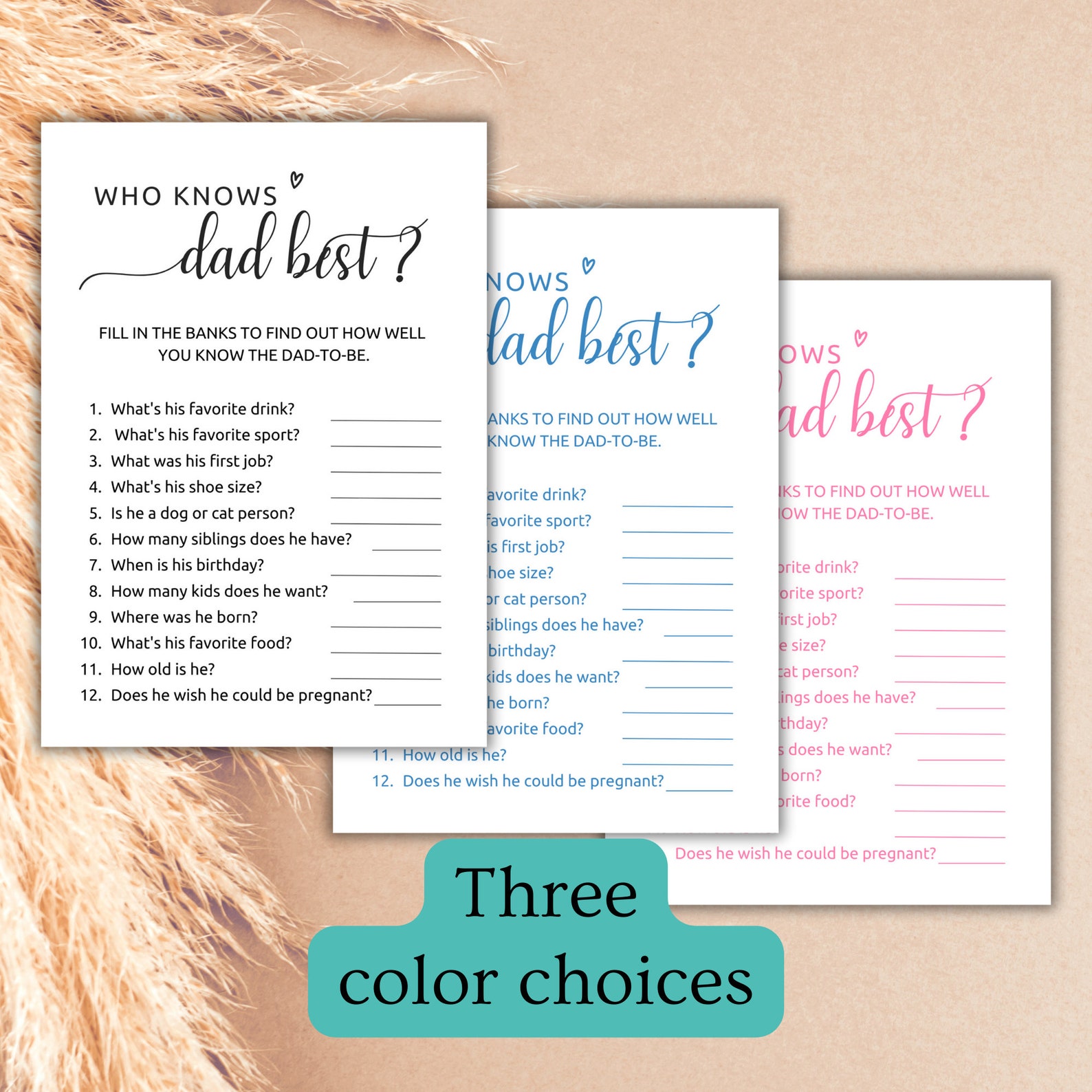Who Knows Dad Best Baby Shower Game | How Well Do You Know Daddy | Baby ...