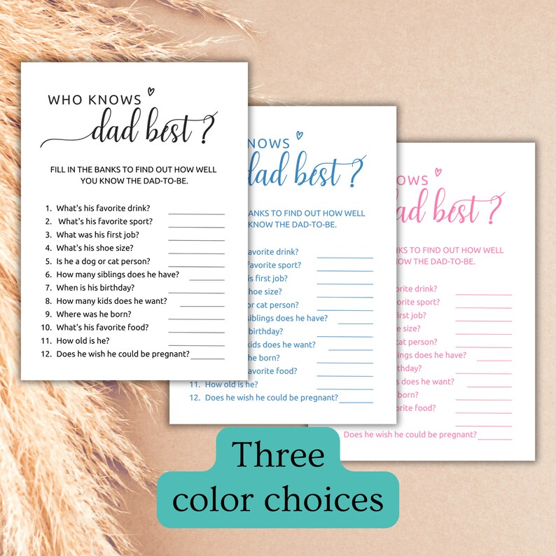 Who Knows Dad Best Baby Shower Game How Well Do You Know Daddy Baby ...