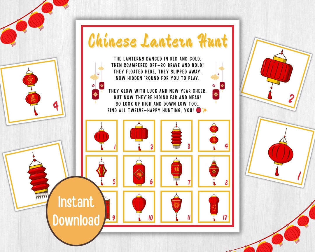 Chinese New Year Game, Chinese Lantern Scavenger Hunt, Chinese New Year ...