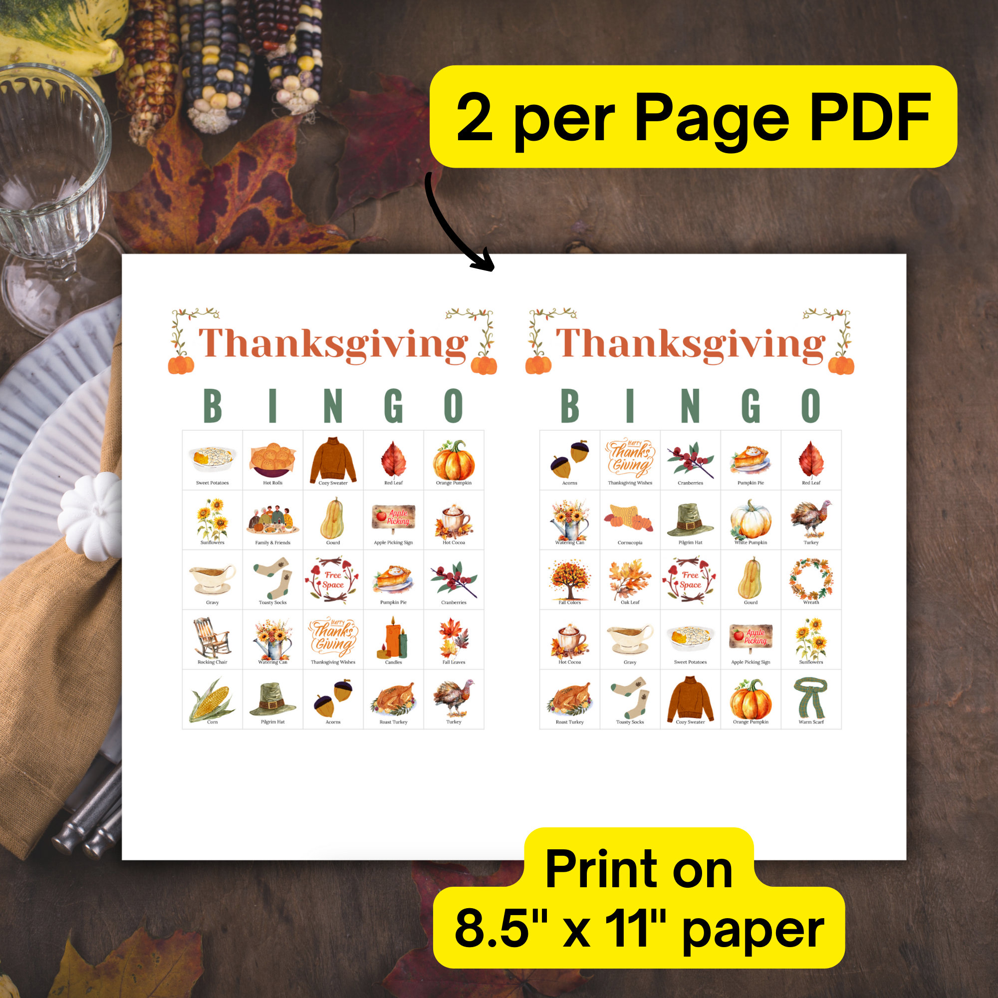 Fall Printable Bingo, Thanksgiving Bingo, Office Party Game, 60 Cards ...