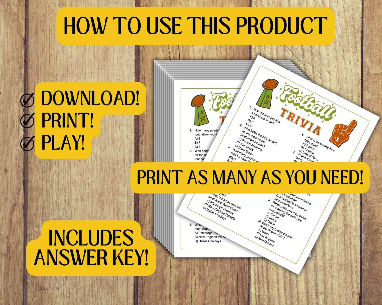 Football Trivia Game, Football Quiz, Football Party, Fun Football ...