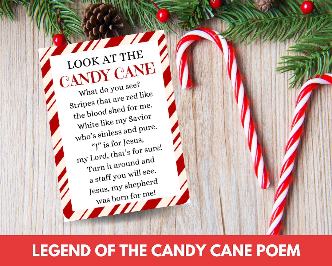 Candy Cane Poem, Legend of the Candy Cane Printable, Christian Treat ...