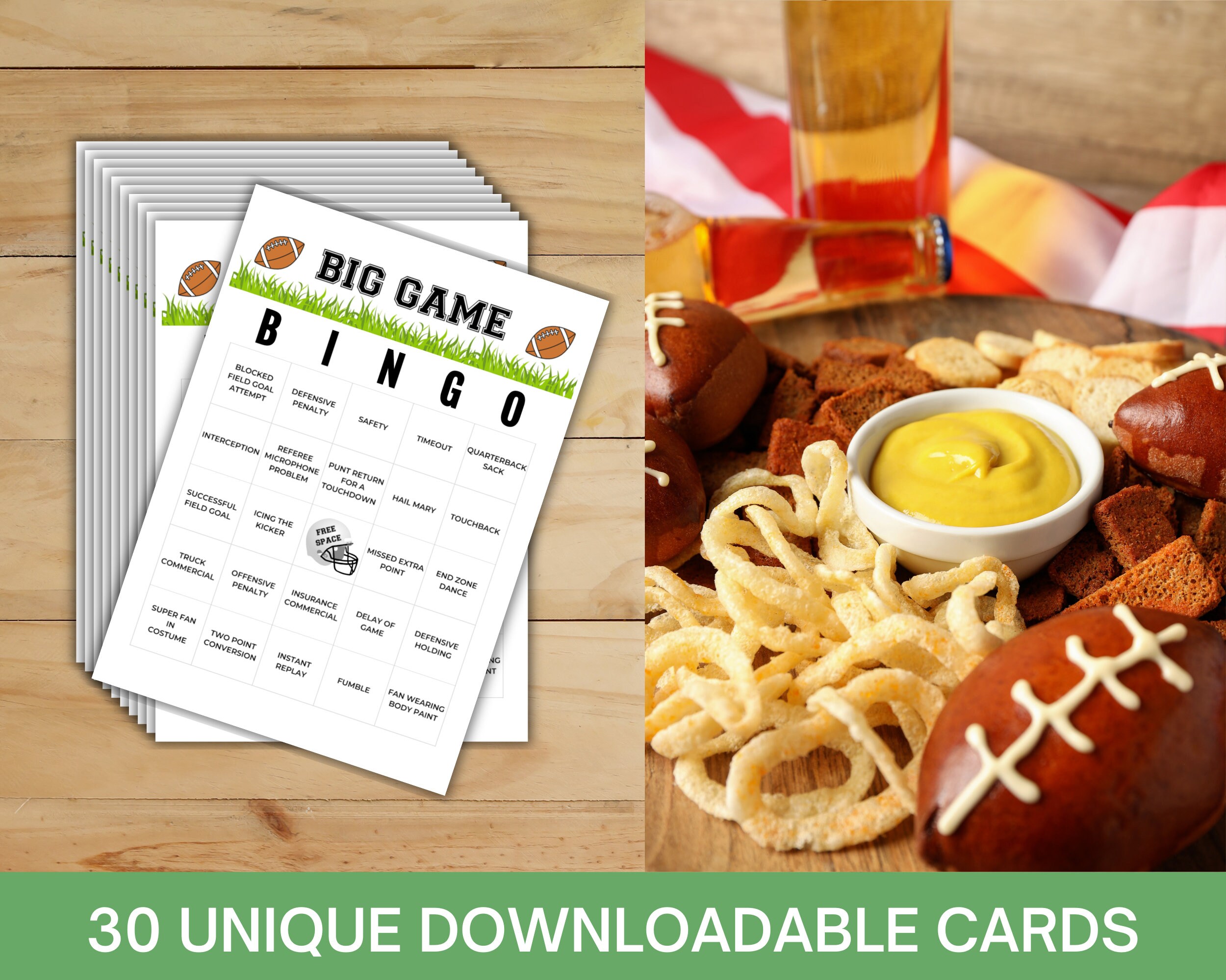 Football Bingo Cards, Football Party Game, Watch Party Game, Big Game ...