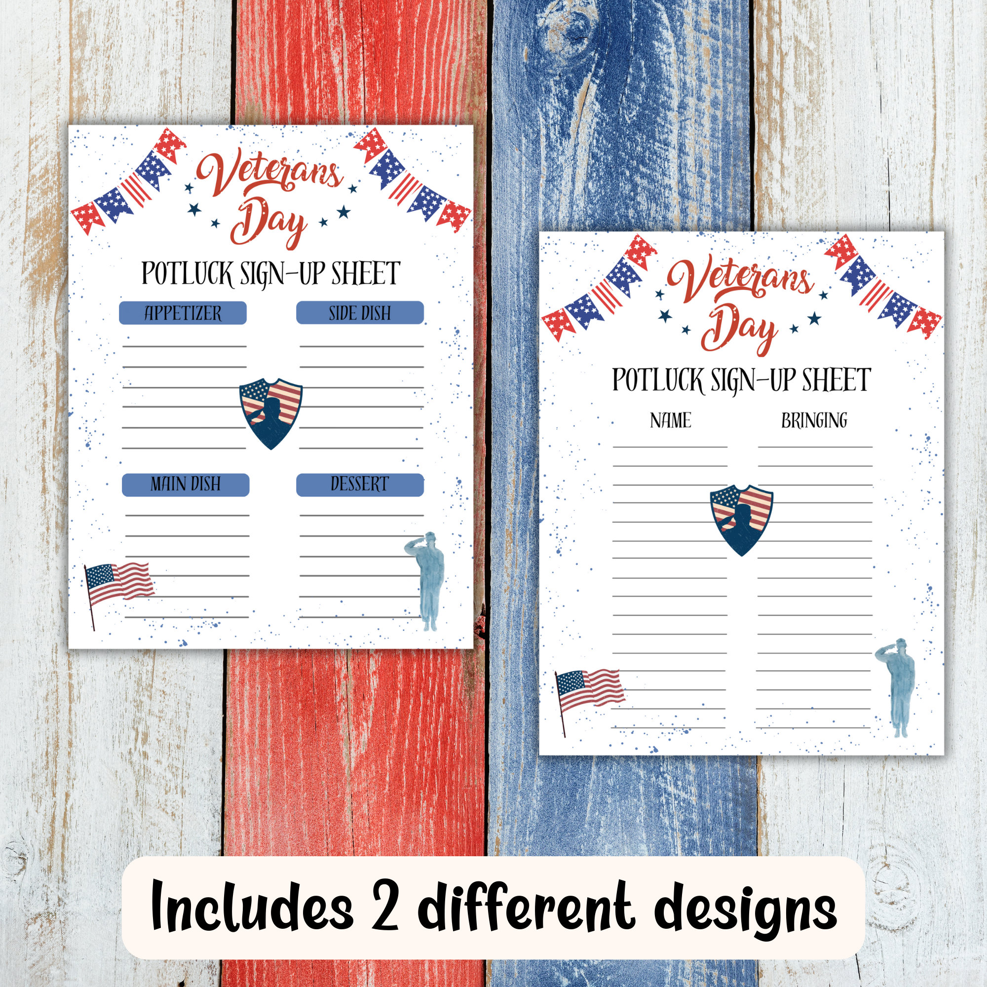 Veterans Day Potluck Sign up Sheet, Veterans Day Menu, Potluck Sign up ...