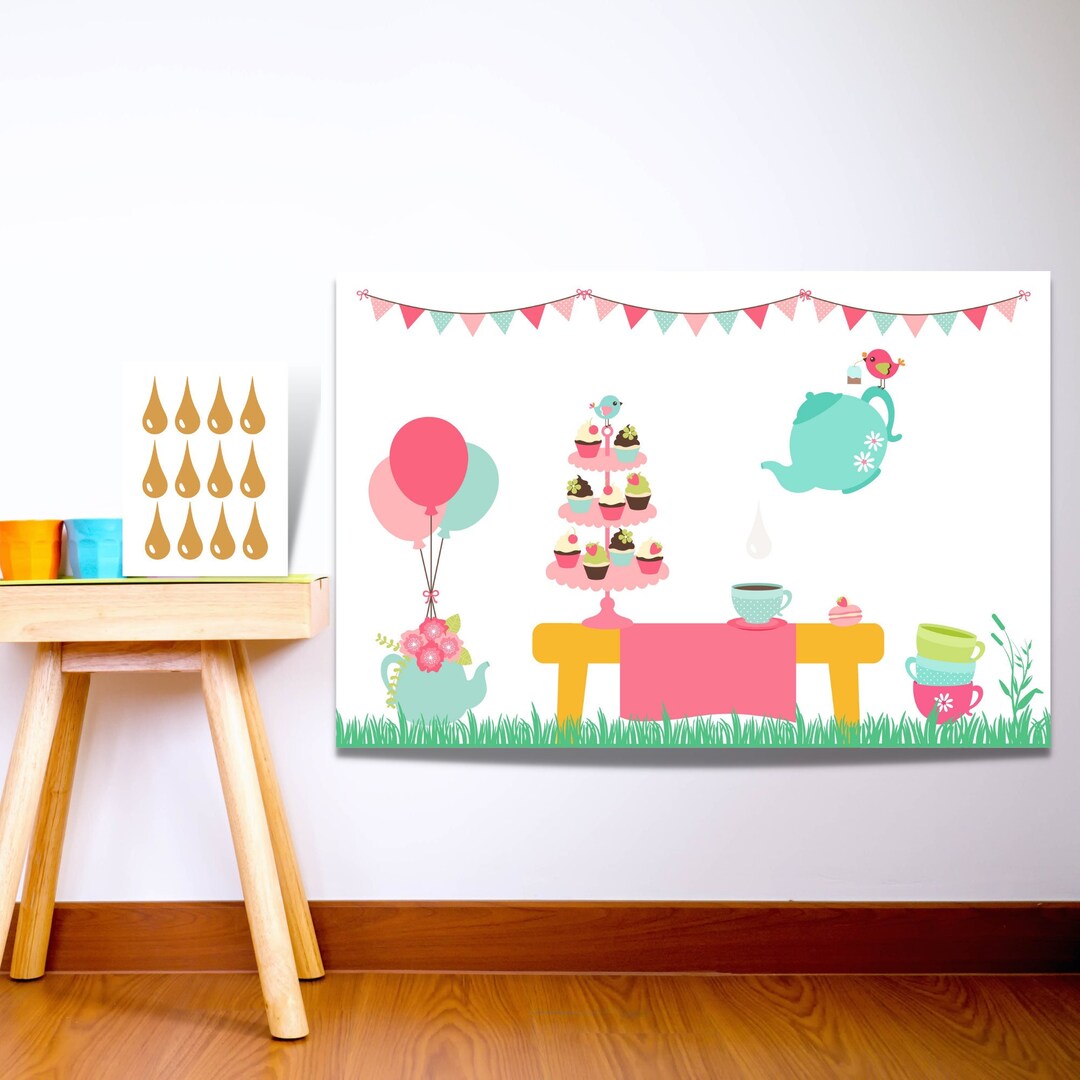 Pin the Tea on the Teapot Game Poster, Tea Party Games for Kids INSTANT ...