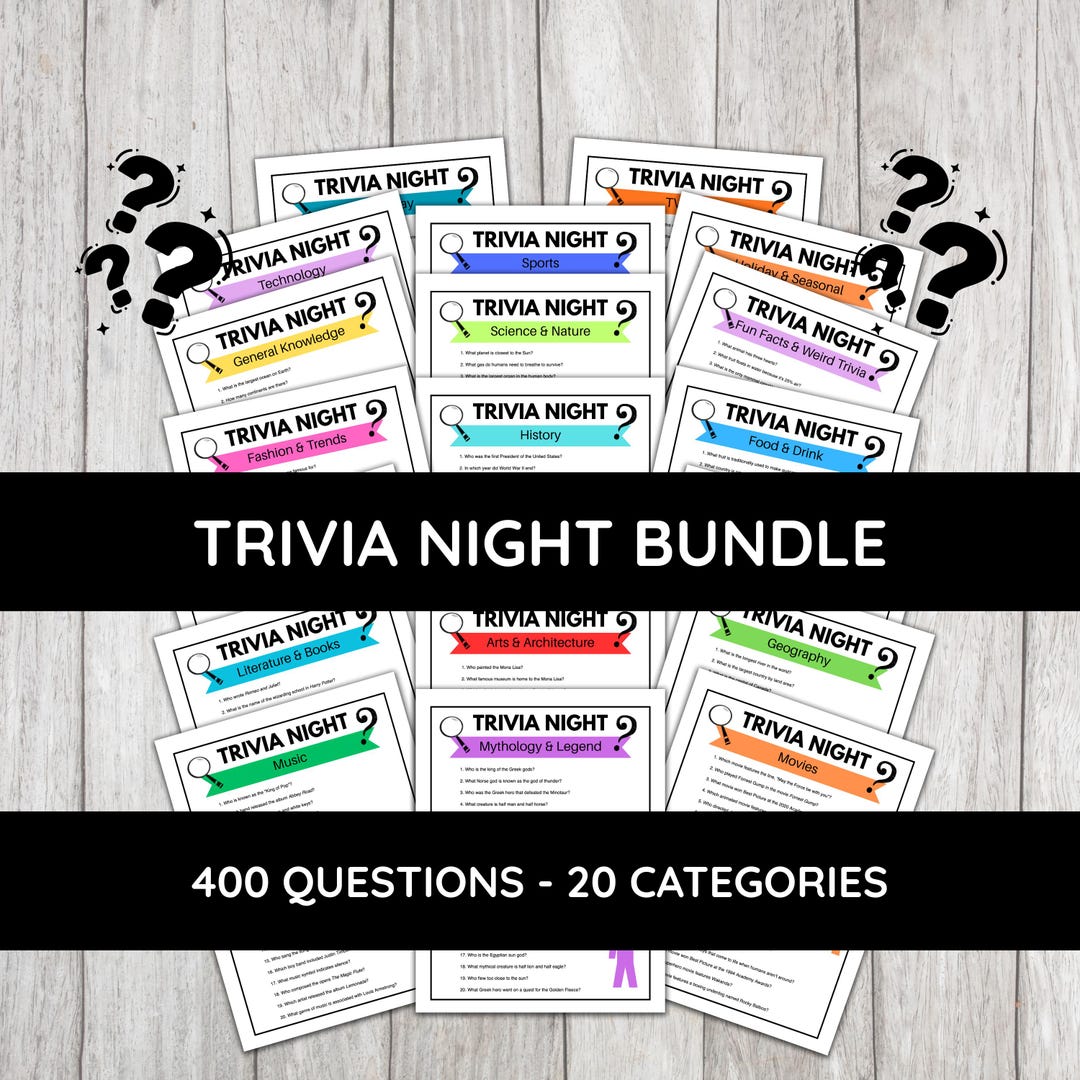 Pub Trivia Bundle: Trivia Night Games, Family Game Night, Fun Trivia ...