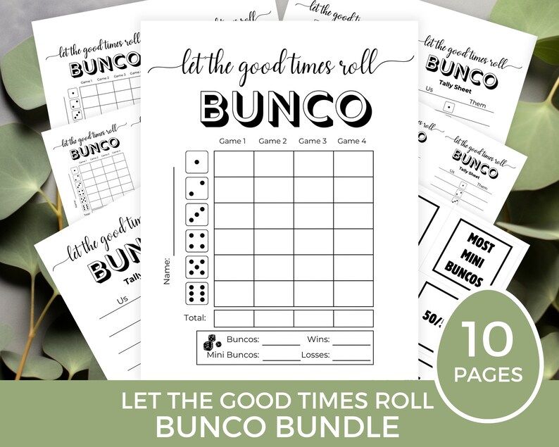 Bunco Game Score Sheets, Simple Bunco Tally Sheets, Let the Good Times ...