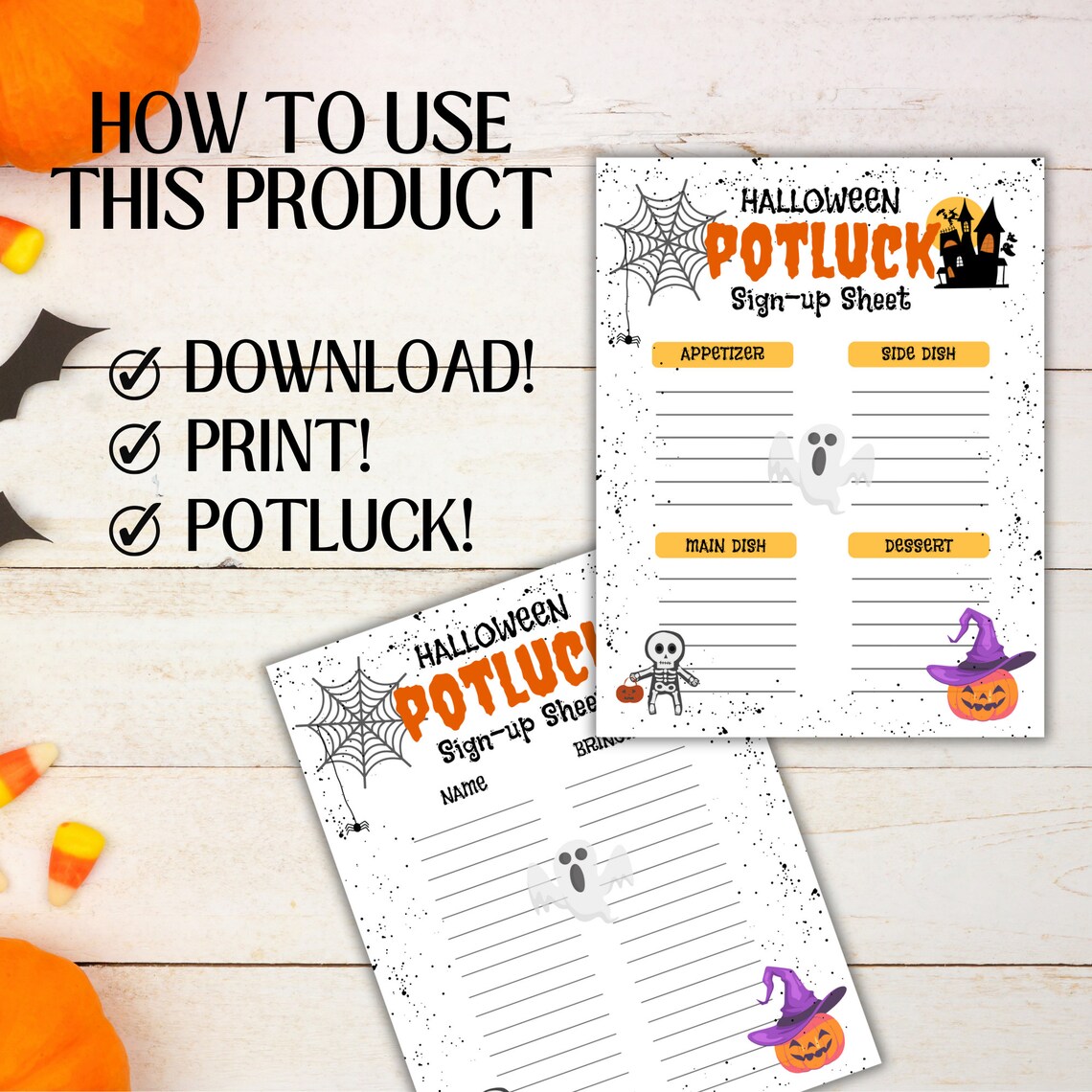 Halloween Potluck Sign up Sheet, Potluck Sign up Sheet, Potluck Sign up ...