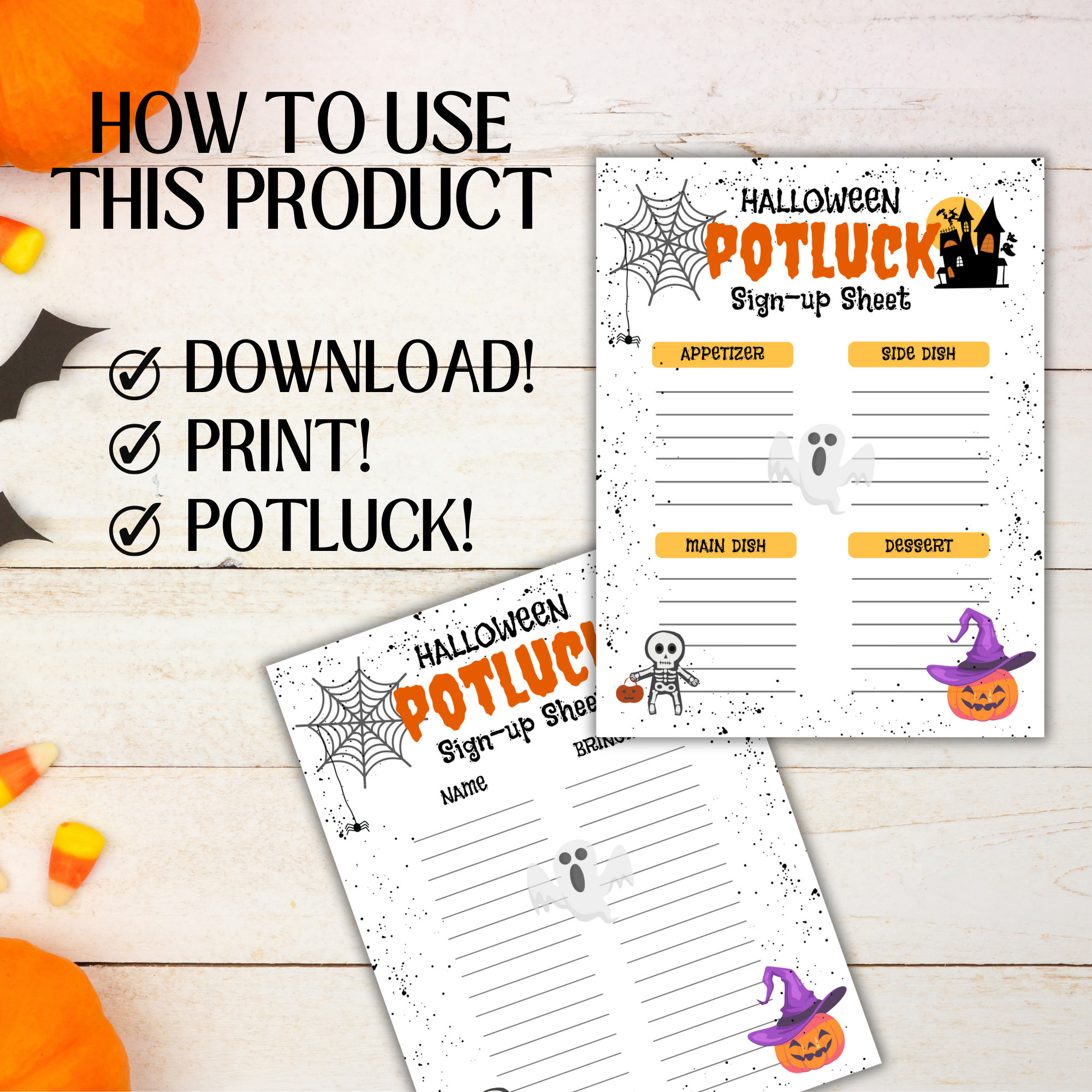 Halloween Potluck Sign up Sheet, Potluck Sign up Sheet, Potluck Sign up ...