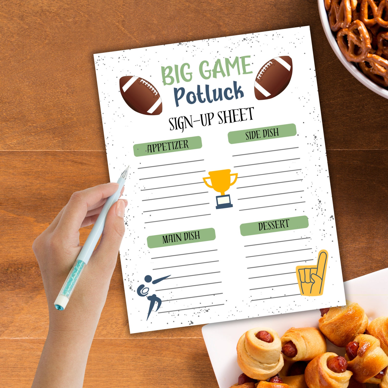 Football Potluck Sign up Sheet, Big Game Menu, Potluck Sign up Form ...
