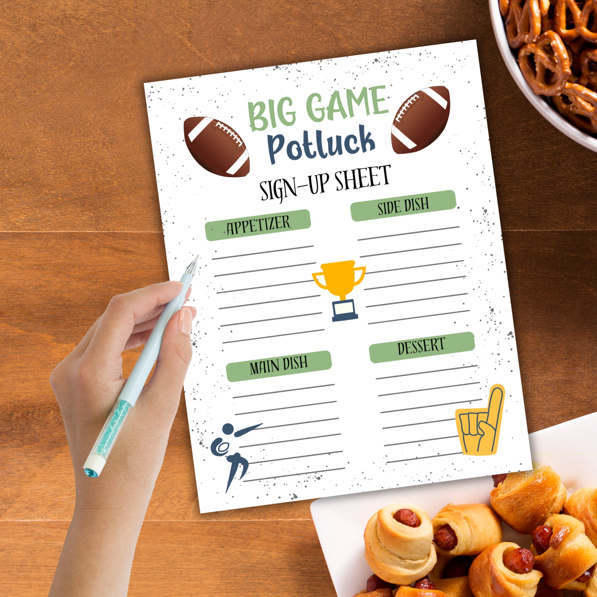 Football Potluck Sign up Sheet, Big Game Menu, Potluck Sign up Form ...