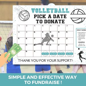 Women's Volleyball Fundraiser Calendar, Pick a Date Donate Sponsor ...