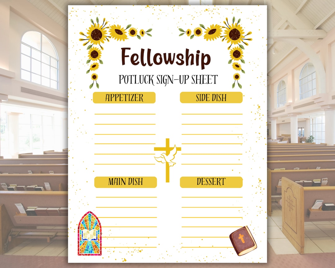 Church Potluck Sign up Sheet, Church Sign up Form, Potluck Sign up Form ...