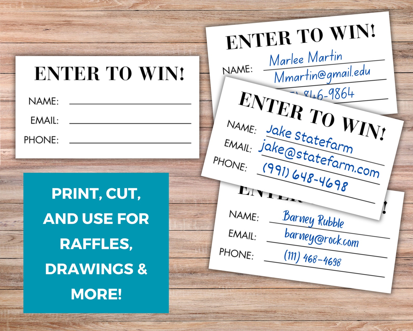 Printable Raffle Tickets, Enter to Win Tickets, Simple Raffle Ticket ...