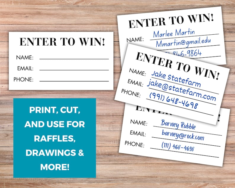 Printable Raffle Tickets, Enter to Win Tickets, Simple Raffle Ticket ...