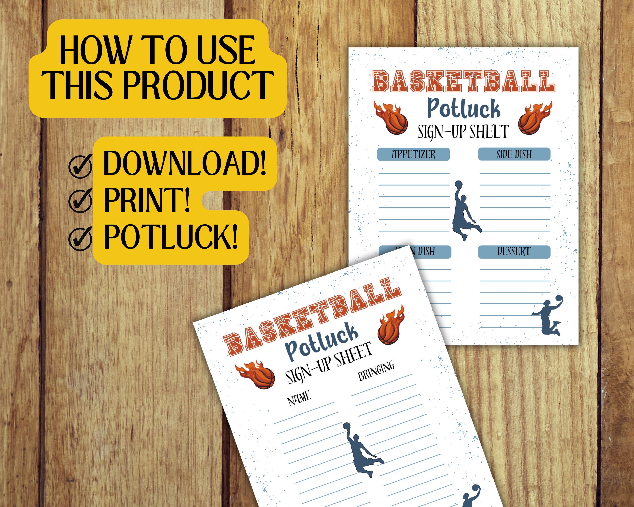 Basketball Potluck Sign up Sheet, Potluck Sign up Form, Basketball ...