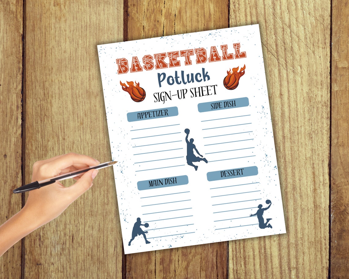 Basketball Potluck Sign up Sheet, Potluck Sign up Form, Basketball ...