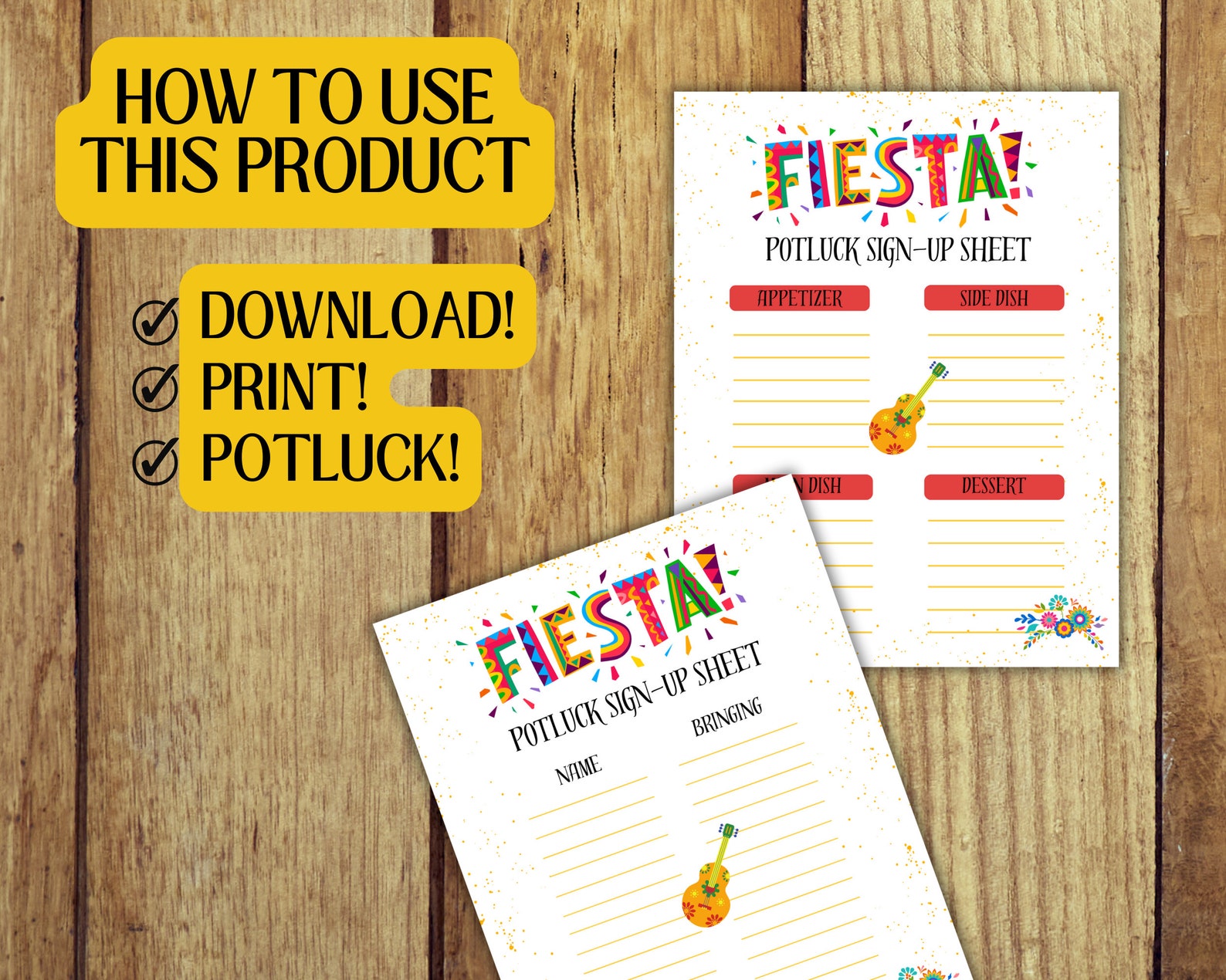 Fiesta Potluck Sign up Sheet, Fiesta Sign up Form, Cinco De Mayo ...