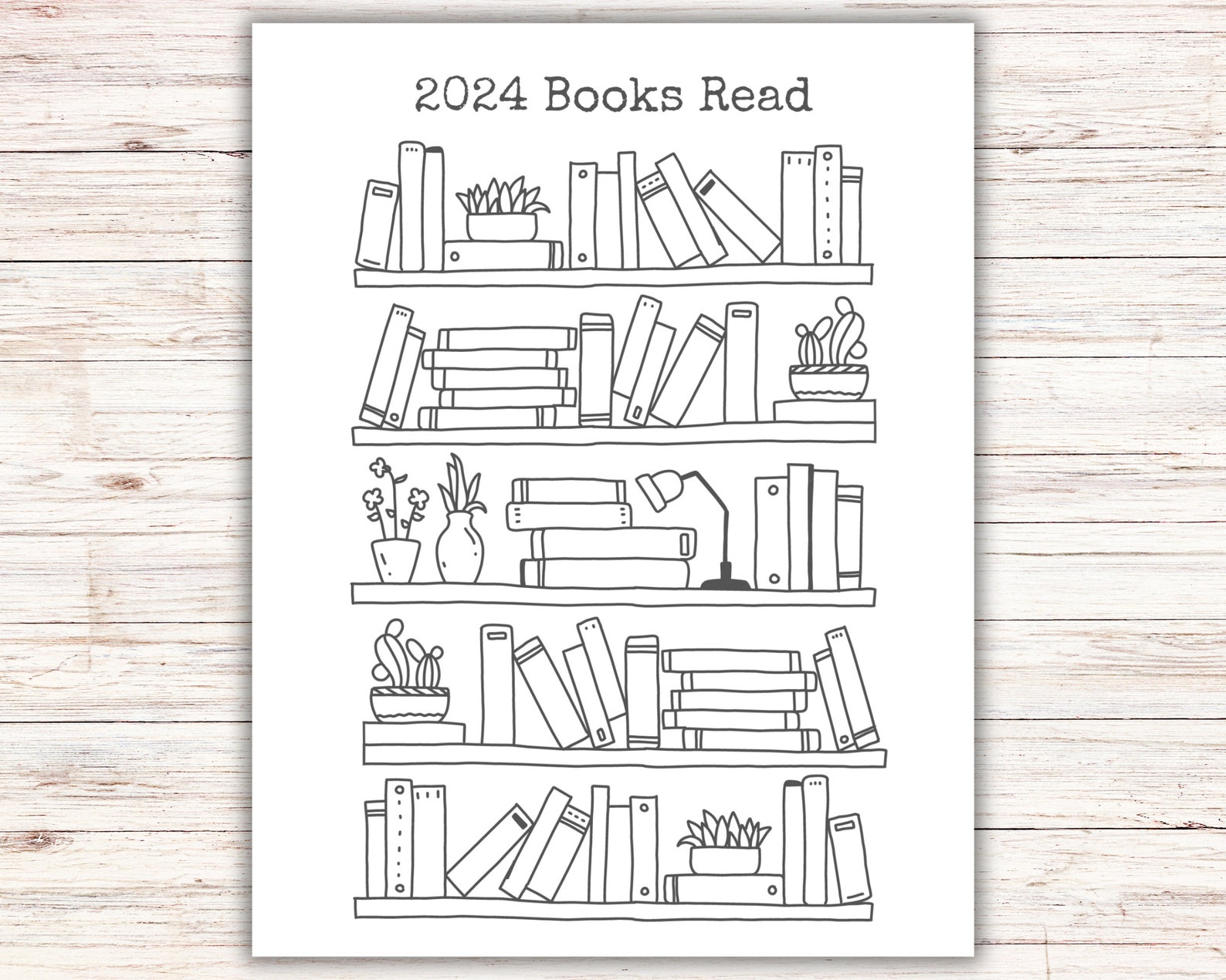 2024 Books Read Printable, Printable Bookshelf Reading Tracker ...