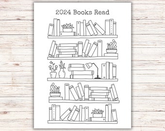 Bookshelf Reading Tracker Printable, 2024 Books Read Printable, Reading ...
