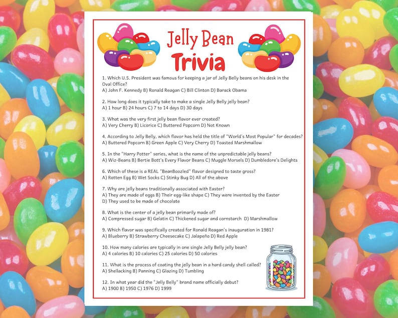 Jelly Bean Trivia Game, Easter Party Game, Printable Spring Game ...