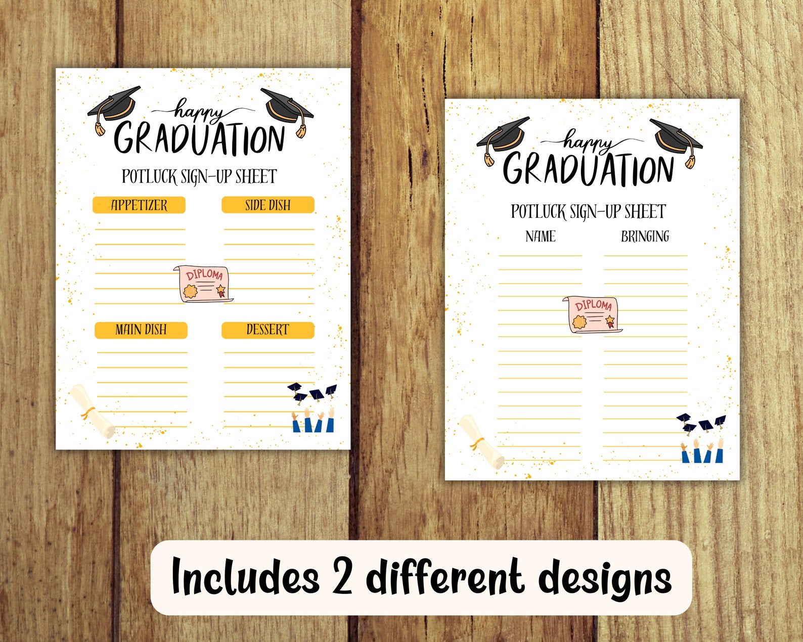 Graduation Potluck Sign up Sheet, Graduation Menu Sign up Form, Potluck ...
