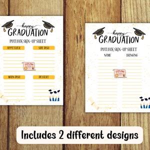 Graduation Potluck Sign up Sheet, Graduation Menu Sign up Form, Potluck ...