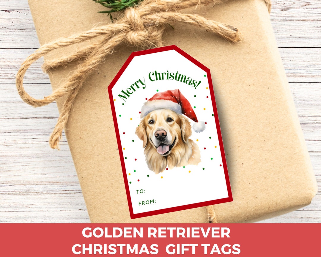 Golden Retriever Merry Christmas Gift Tags, Dog Printable Christmas ...
